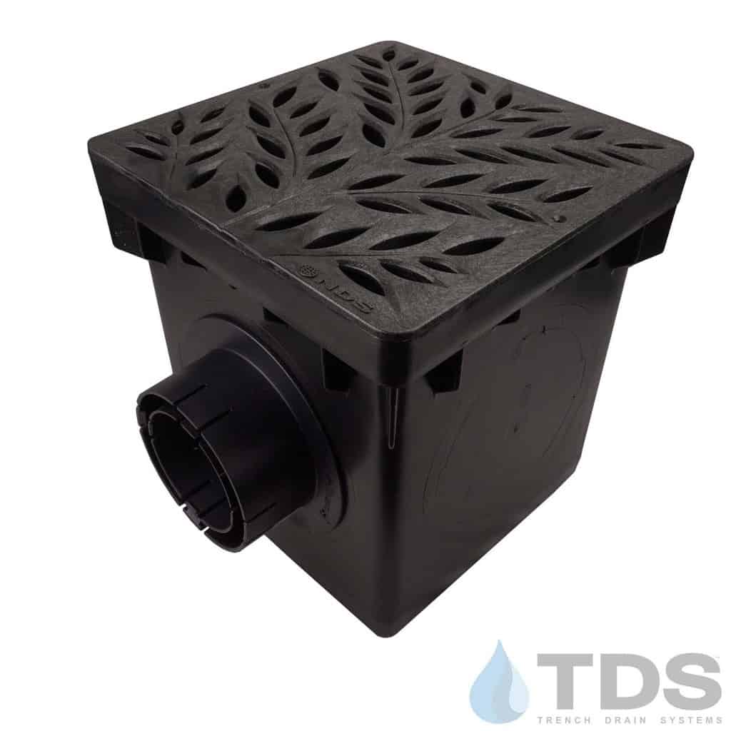 NDS 12" Catch Basin Kit with NDS Botanical Grate | Black – Trench Drain