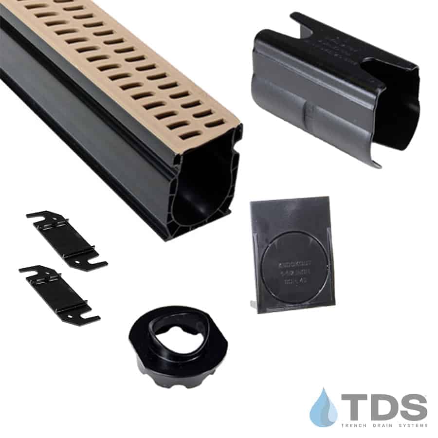 NDS Slim Channel Kit with NDS 9242 Slotted Grate - SAND – Trench Drain