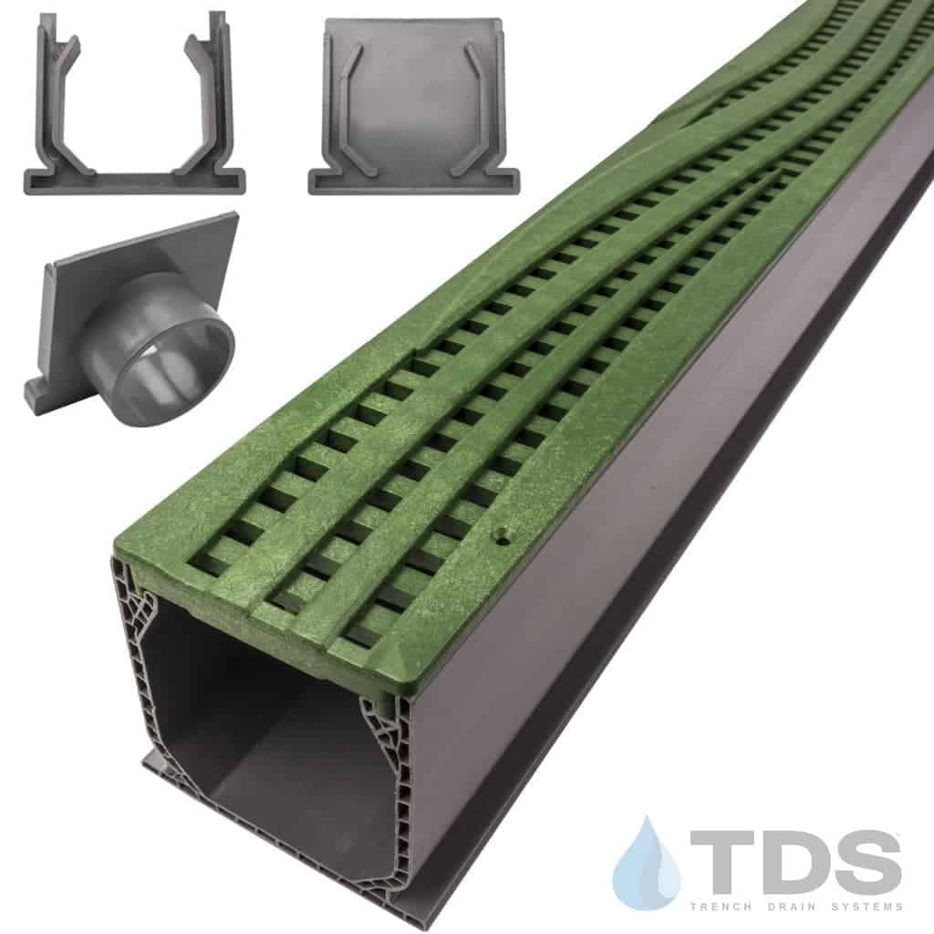 NDS 3" Gray Mini Channel Kit with NDS Wave Grate - Green – Trench Drain