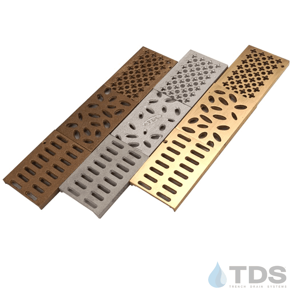 Mini Channel Sample Deco Bronze and Aluminum Grates – Trench Drain